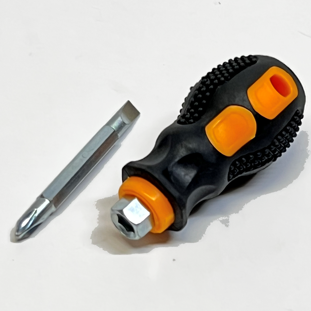 Stubby Screwdriver - black and yellow - with reversable bit (#2 ...